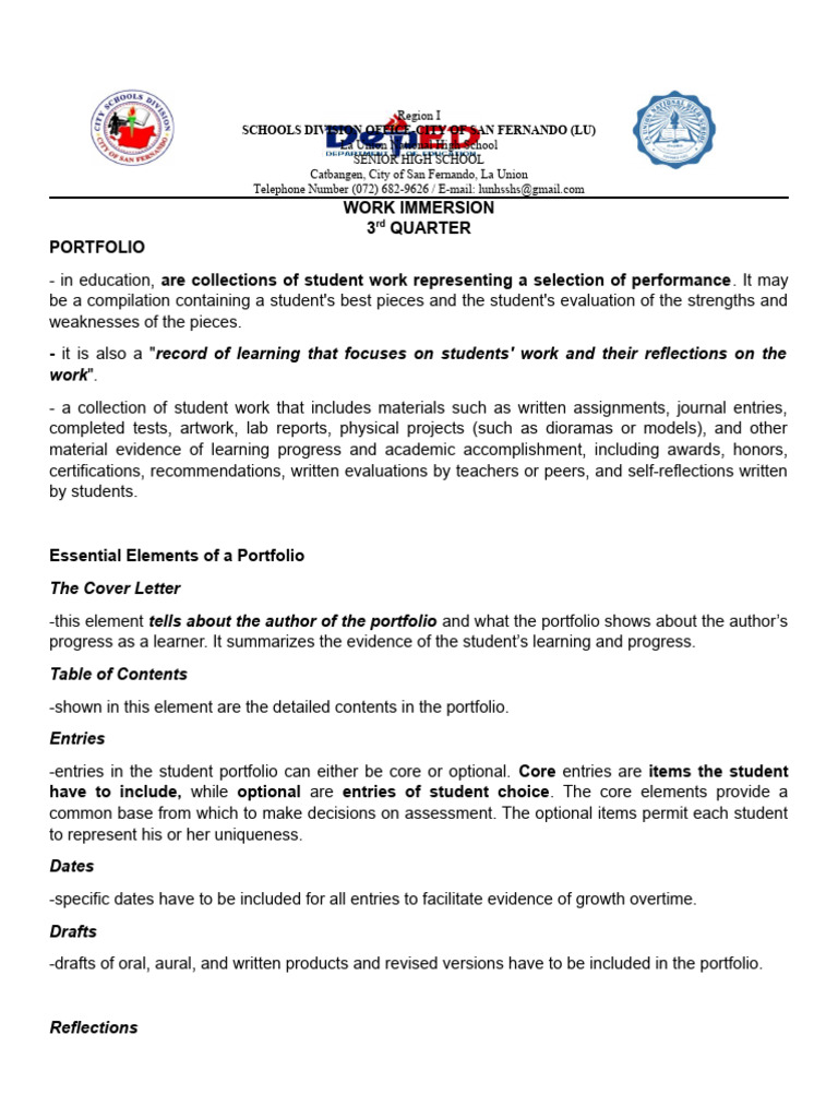 Work Immersion Reviwer | PDF | Curriculum | Learning