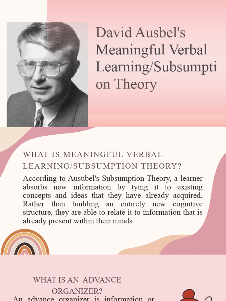 Meaningful Verbal Learning or Subsumption Theory | PDF | Career ... Meaningful Verbal Learning or Subsumption Theory | PDF | Career ...