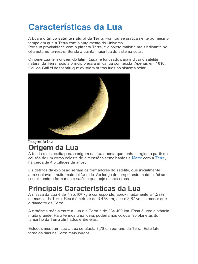 Características Da Lua | PDF