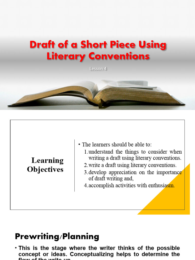 Writing Drafts with Literary Conventions | PDF | Human Communication | Writing