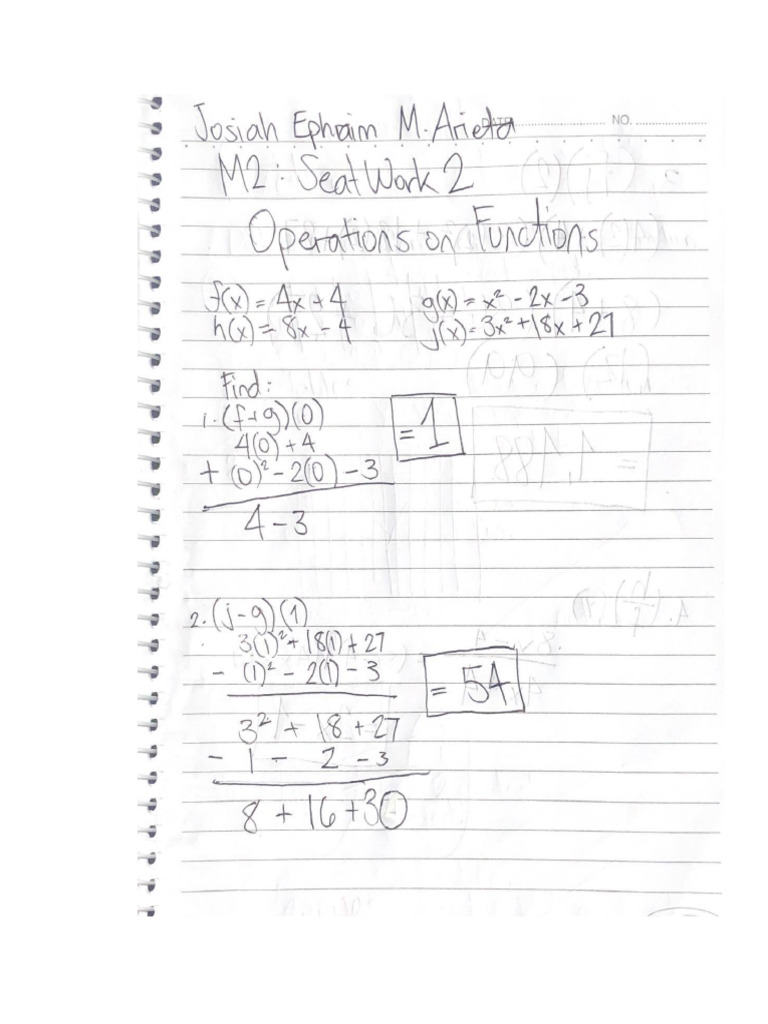 Function Seatwork - General Mathematics | PDF Function Seatwork - General Mathematics | PDF
