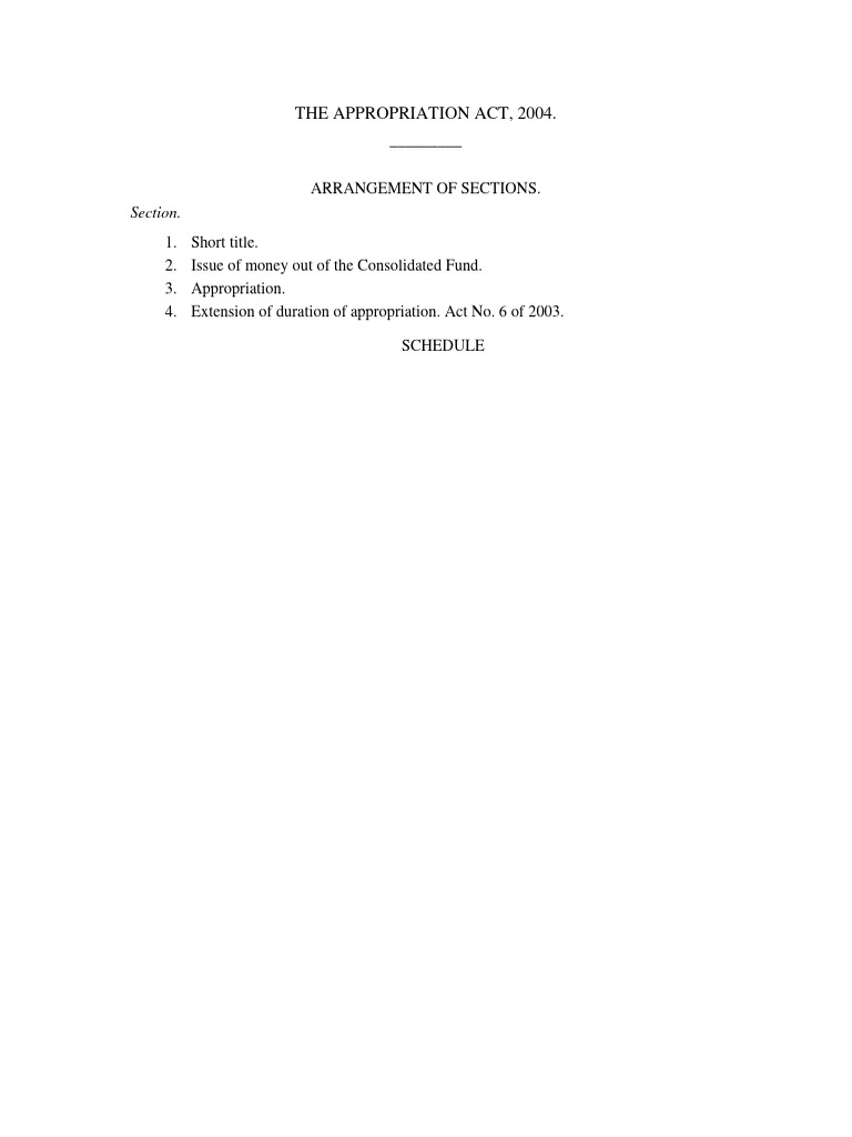 Appropriation Act 2004 | PDF | Appropriation Bill