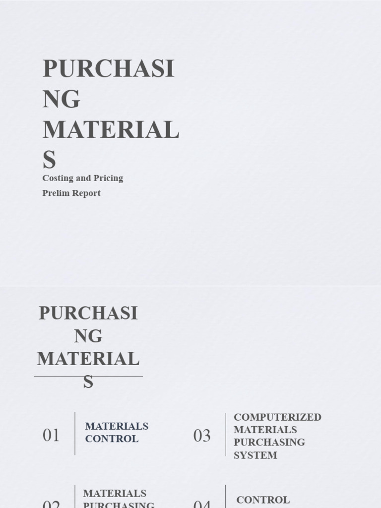 Purchasing Materials | PDF | Procurement | Inventory