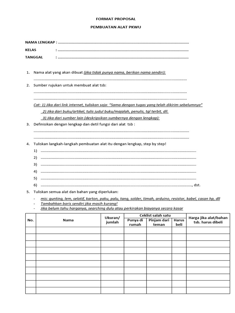 Proposal Pembuatan Alat PKWU | PDF