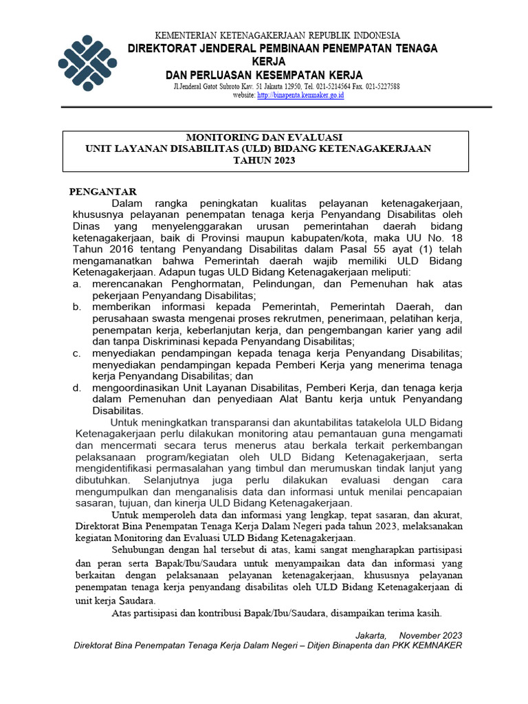 Evaluasi ULD Ketenagakerjaan 2023 | PDF