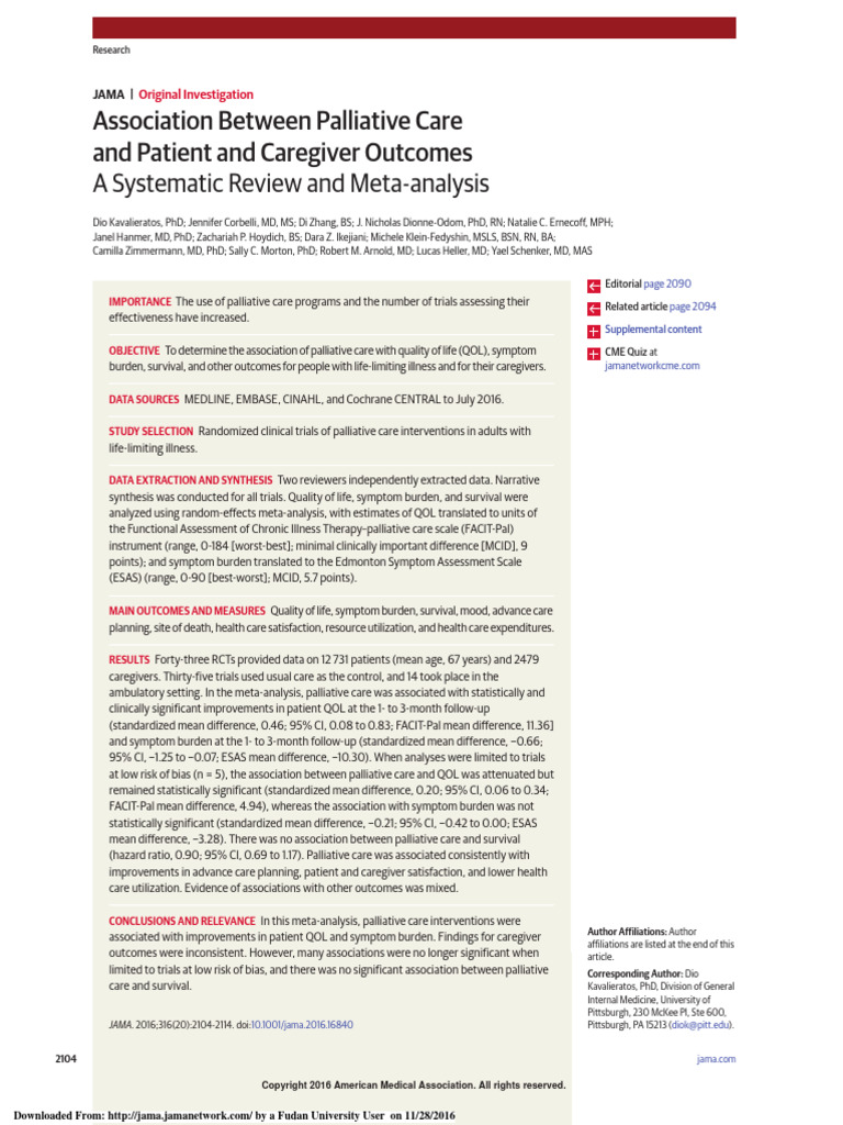 Kavalieratos 2016 PDF Palliative Care Systematic Review