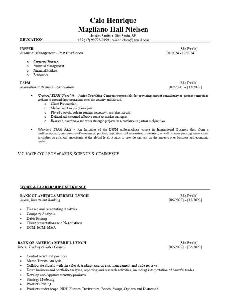 Afzal Hussein - CV Template | Download Free PDF | Economies | Financial Services