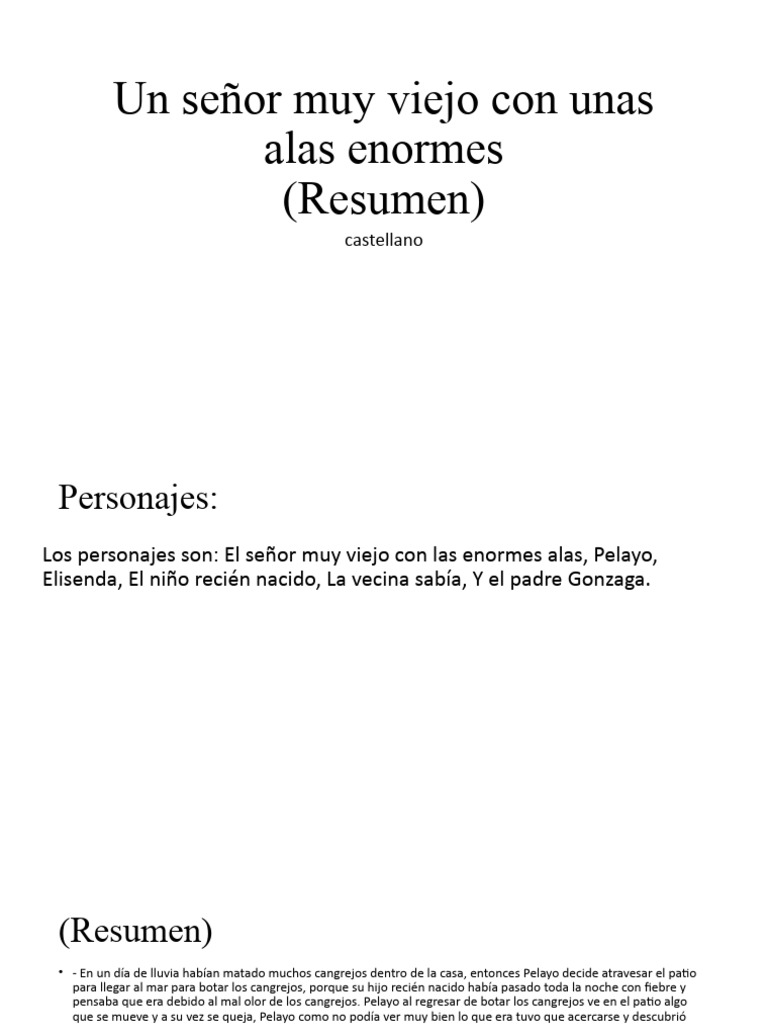 Un Señor Muy Viejo Con Unas Alas Enormes | PDF