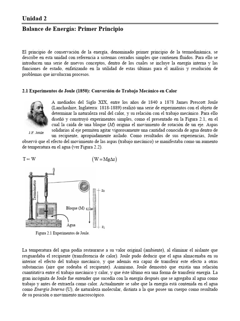 Apuntes Balance de Energía - Primer Principio | PDF | Calor | Termodinámica