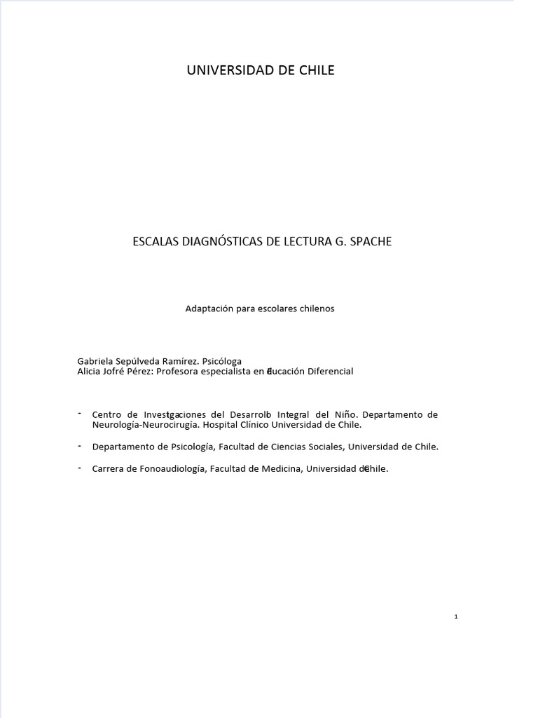 Escalas Diagnosticas de Lectura Spache | Descargar gratis PDF ...