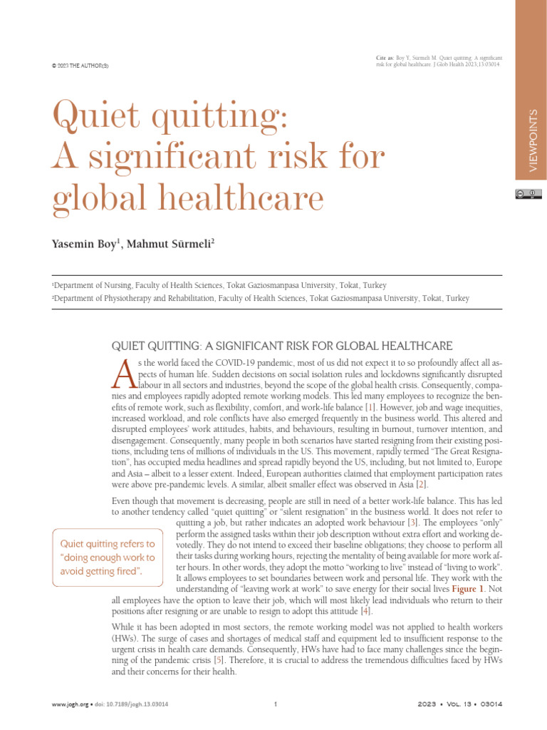 Quiet Quitting - Boy Et Surmeli | PDF | Employment | Health Care