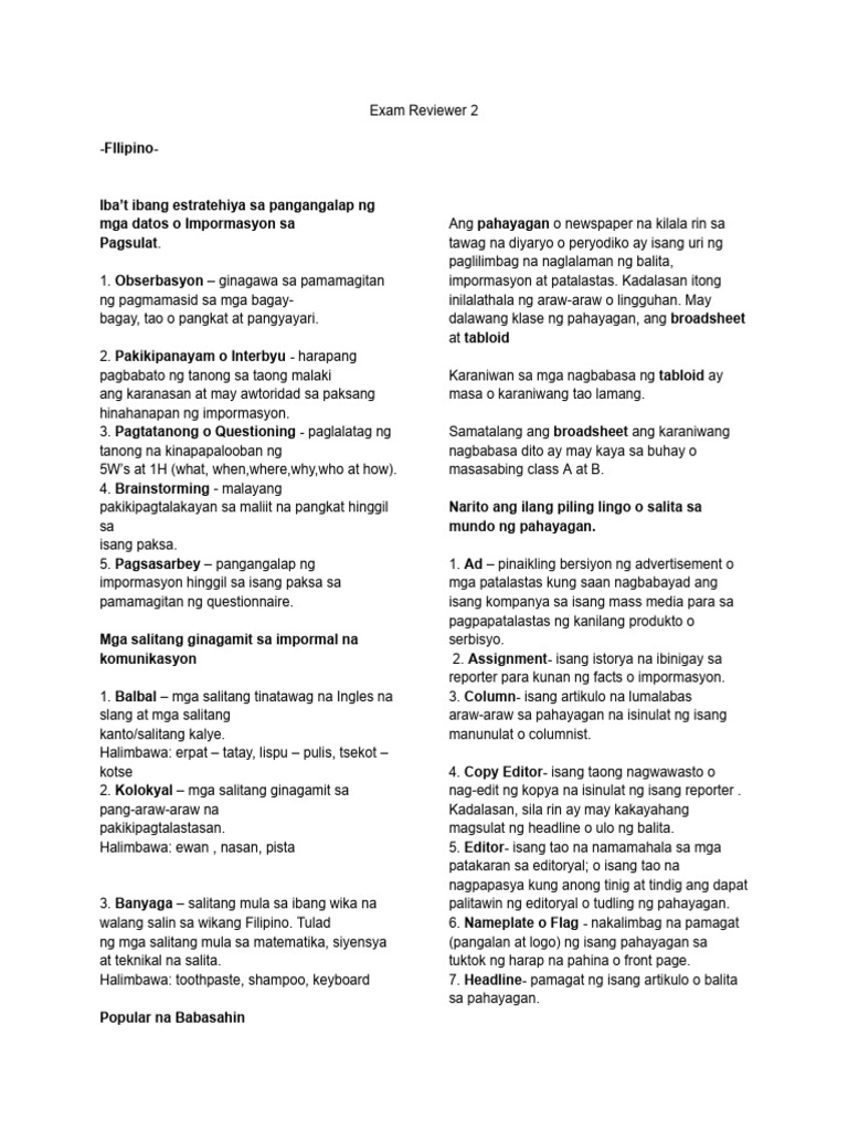 Exam Reviewer 2 | PDF