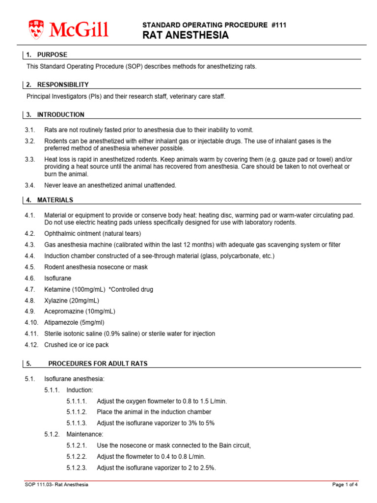 111-Rat Anesthesia - Jan 2021 v2 | PDF