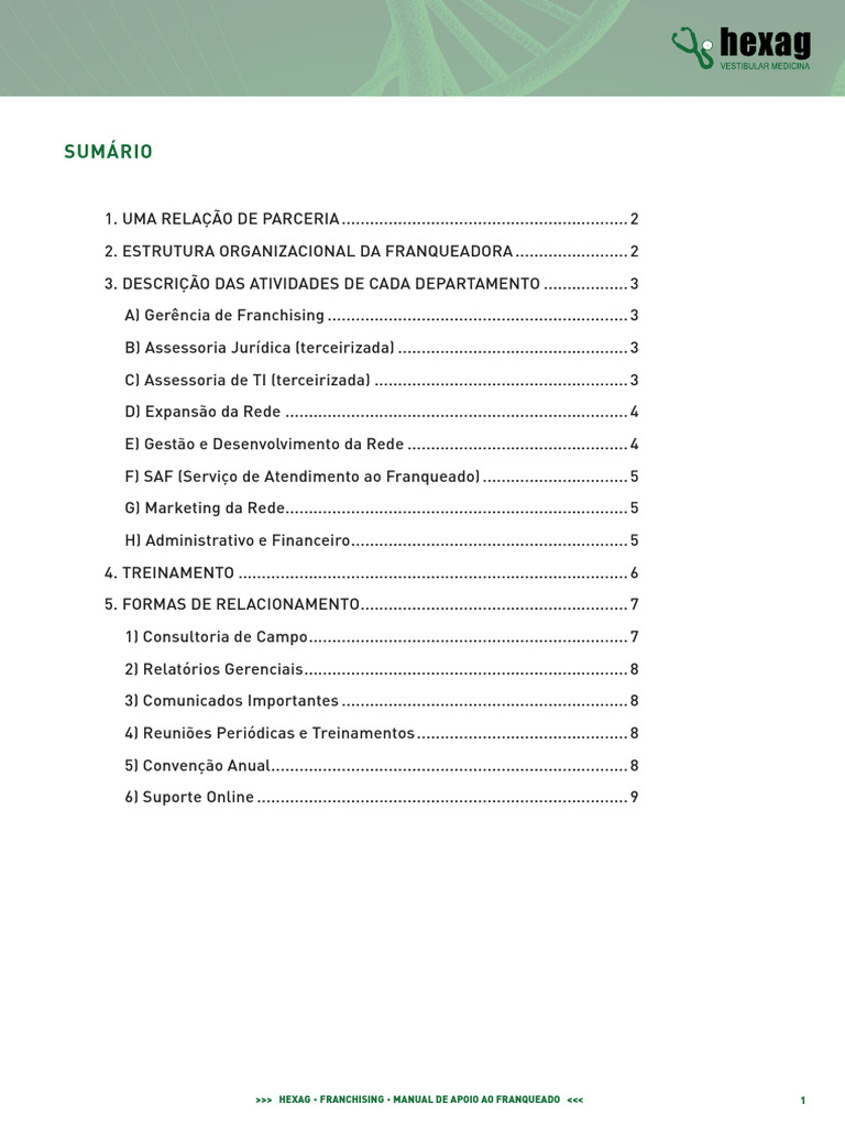 Manual de Apoio ao Franqueado HEXAG | PDF | Franchising | Business