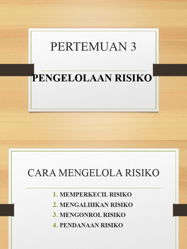 Pertemuan 3. Pengelolaan Risiko | PDF