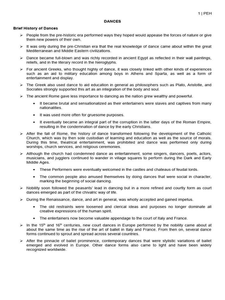 PE First Pre-Quarterly Notes | PDF | Dances | Folklore