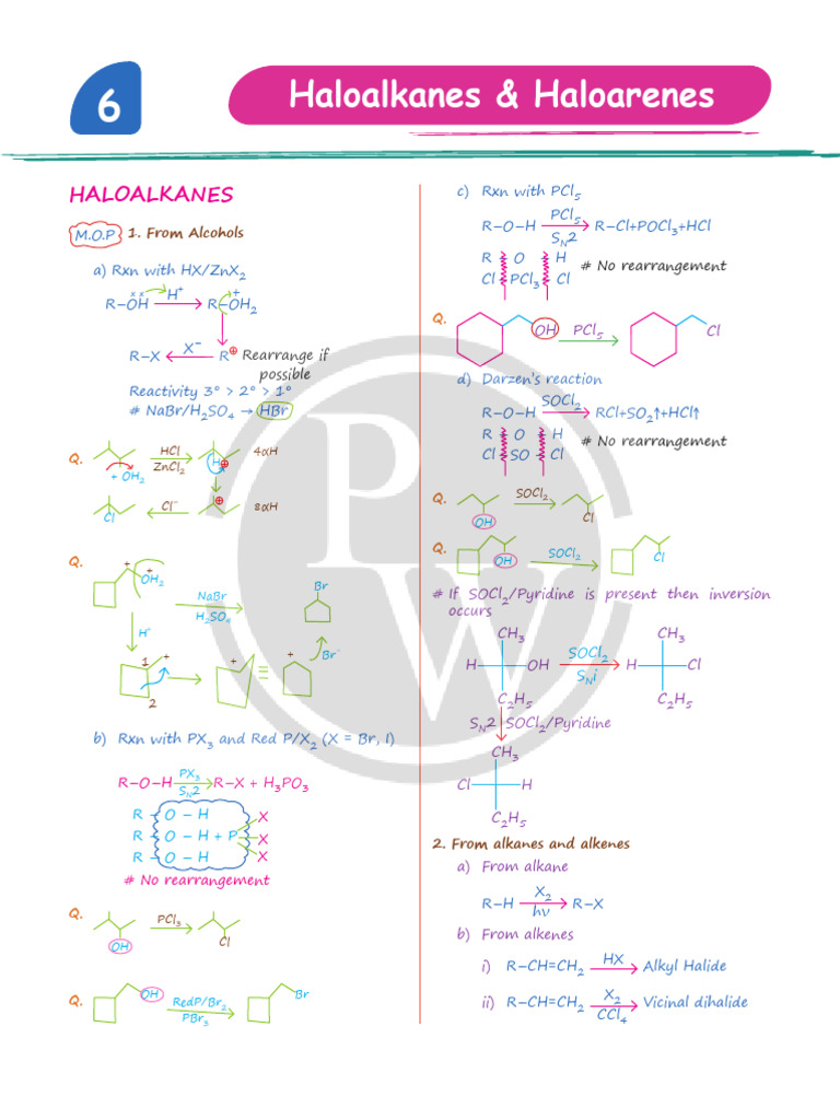 Haloalkanes & Haloarenes Reactions Chart | PDF | Chlorine | Chemical ...