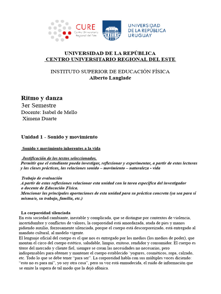 Lectura Unidad 1 | PDF | Enseñando | Sonido