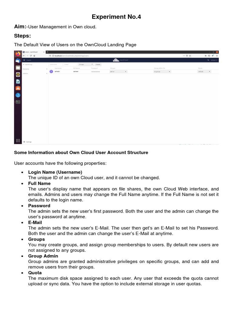 Experiment No.4 | PDF | User (Computing) | Password
