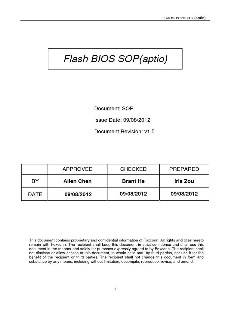 AMI uEFI BIOS Flash SOP v1.5 | PDF