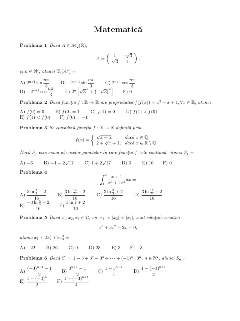 Mate.Info.Ro.5634 Simulare Admitere Politehnica | PDF
