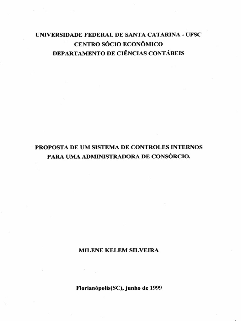 Proposta de Um Sistema de Controles Internos para ADM de Consórcios | PDF