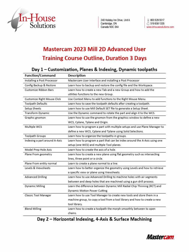 Mastercam 2023 Mill 2D Advanced Training | PDF | Machine Tool | Machining