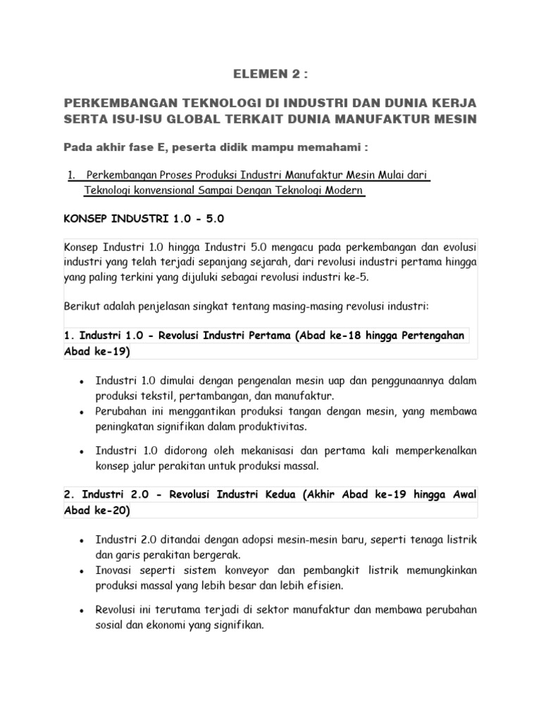 Elemen 2 Perkembangan Teknologi Di Industri | PDF | Teknologi & Rekayasa
