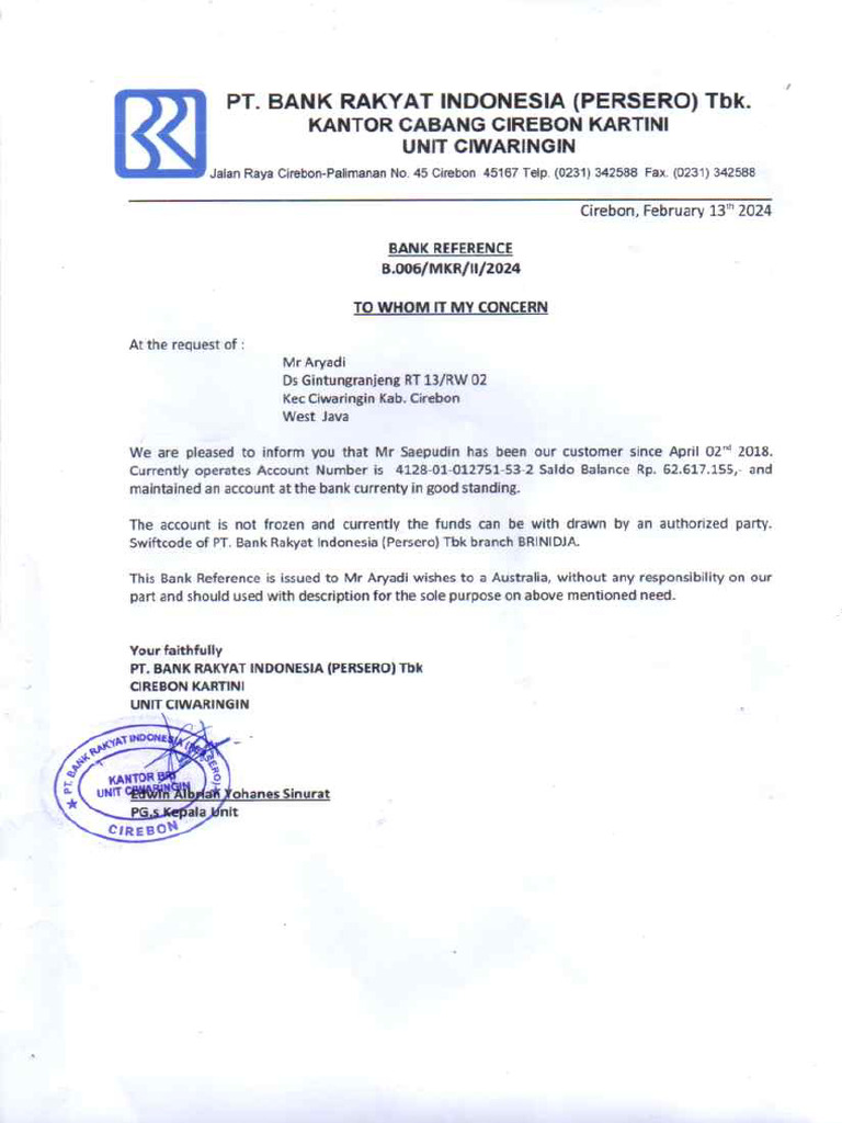 Bank Reference | PDF