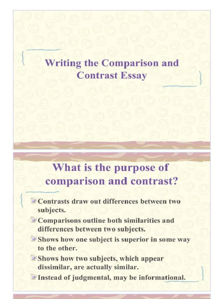 writing the comparison and contrast essay | PDF