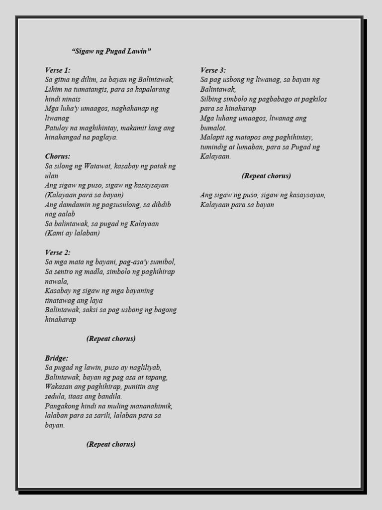 Sigaw NG Pugad Lawin | PDF