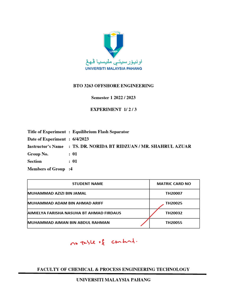 Group 1 - Lab 3equilibrium Flash Separator | PDF | Petroleum Reservoir ...