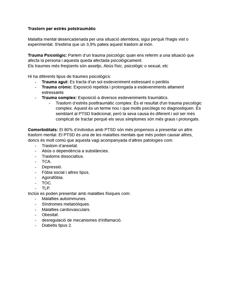 Trastorn Per Estrès Potstraumàtic | PDF