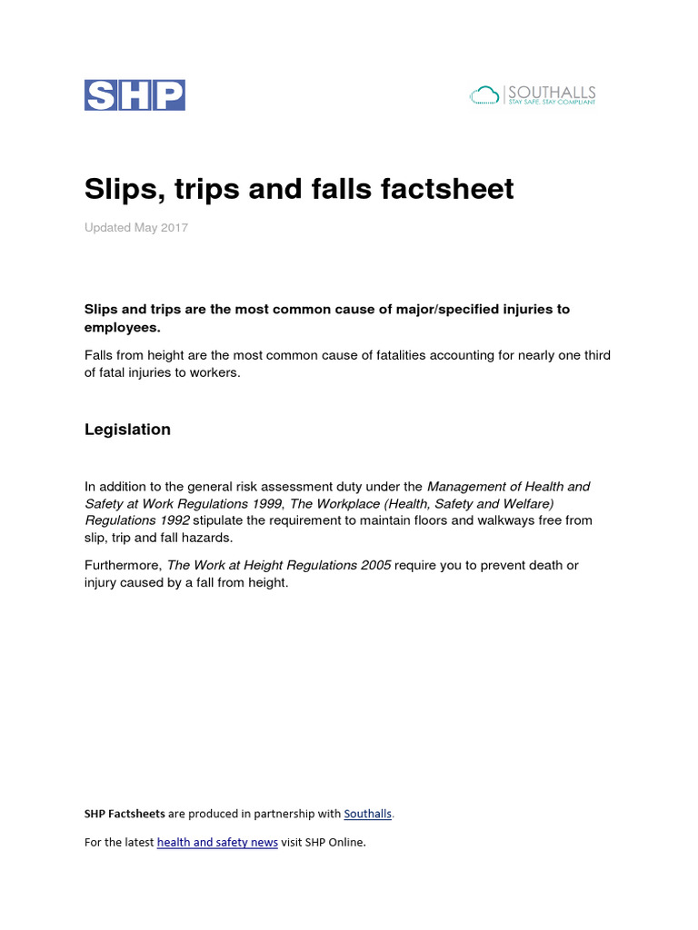 Slip Trip Fall | PDF | Occupational Safety And Health | Risk