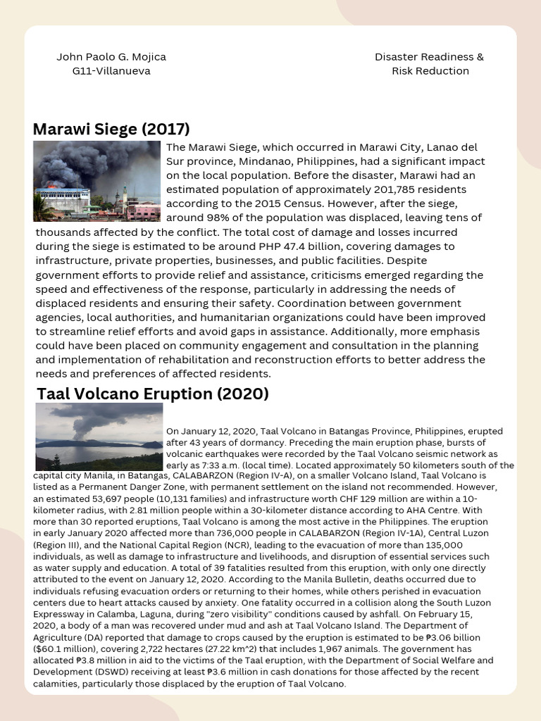 Impact of Marawi Siege and Taal Eruption | PDF | Disasters | Natural ...