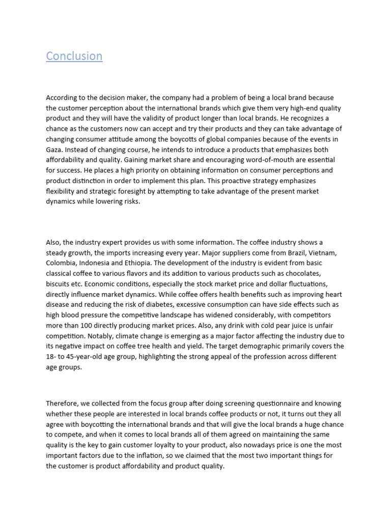 Conclusion Edited | PDF | Brand | Coffee