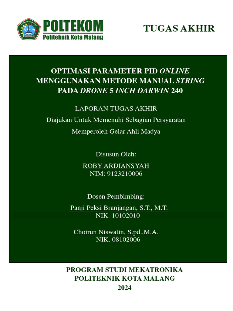 Optimisasi Parameter Pid Online Menggunakan Metode Manual String Pada ...