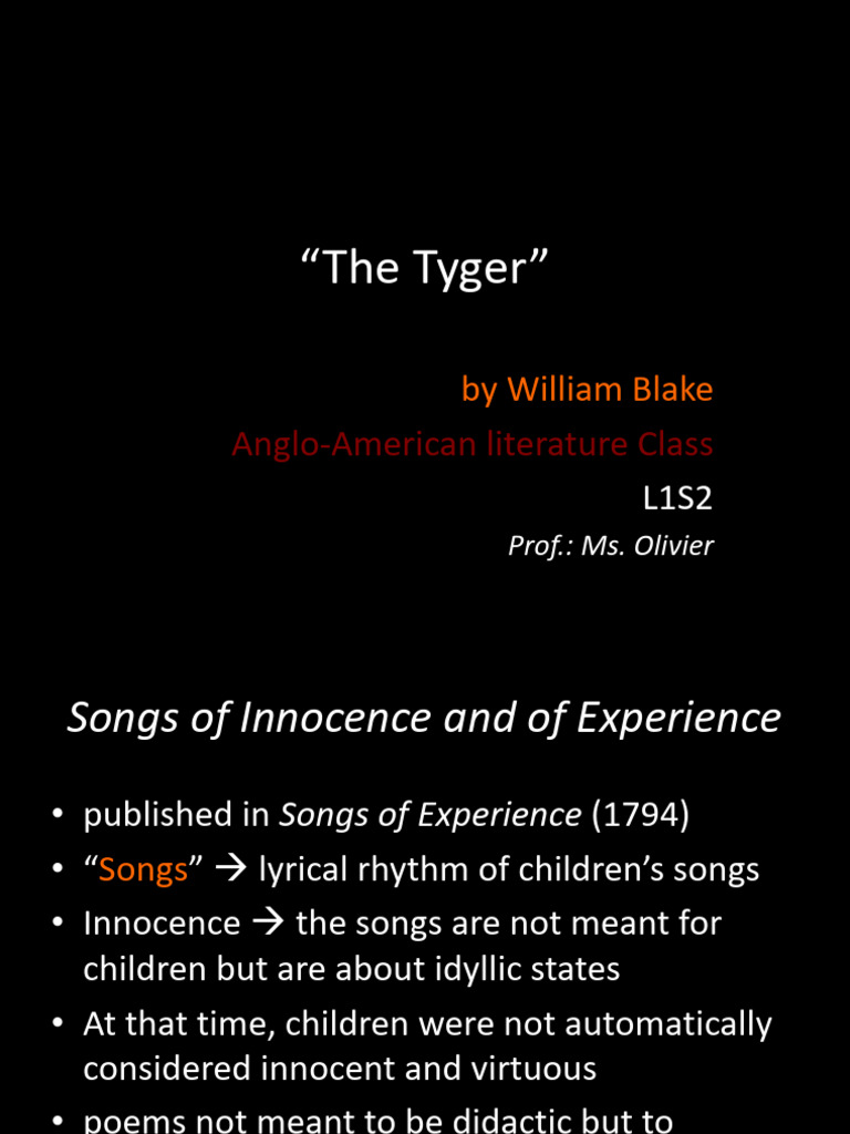The Tyger | PDF | Poetry