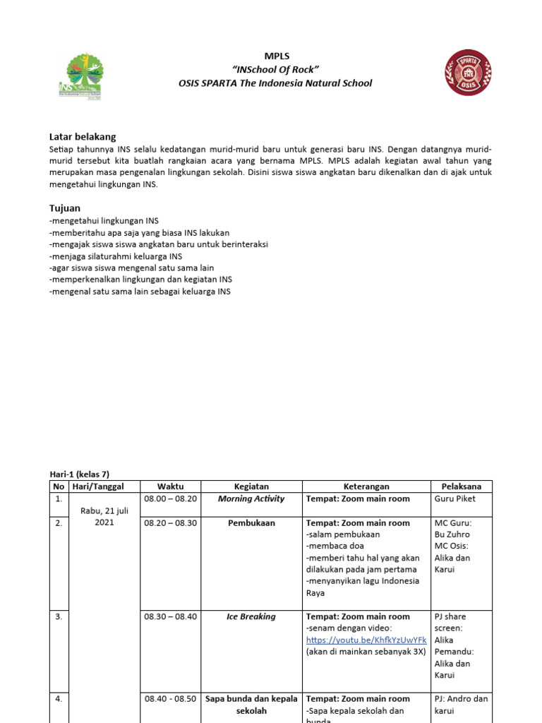 Proposal MPLS 2025 untuk OSIS | PDF