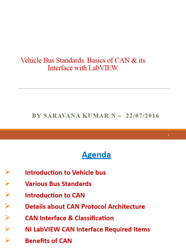 Vehicle Bus Standards. Basics of Can & Its Interface With Labview | PDF ...