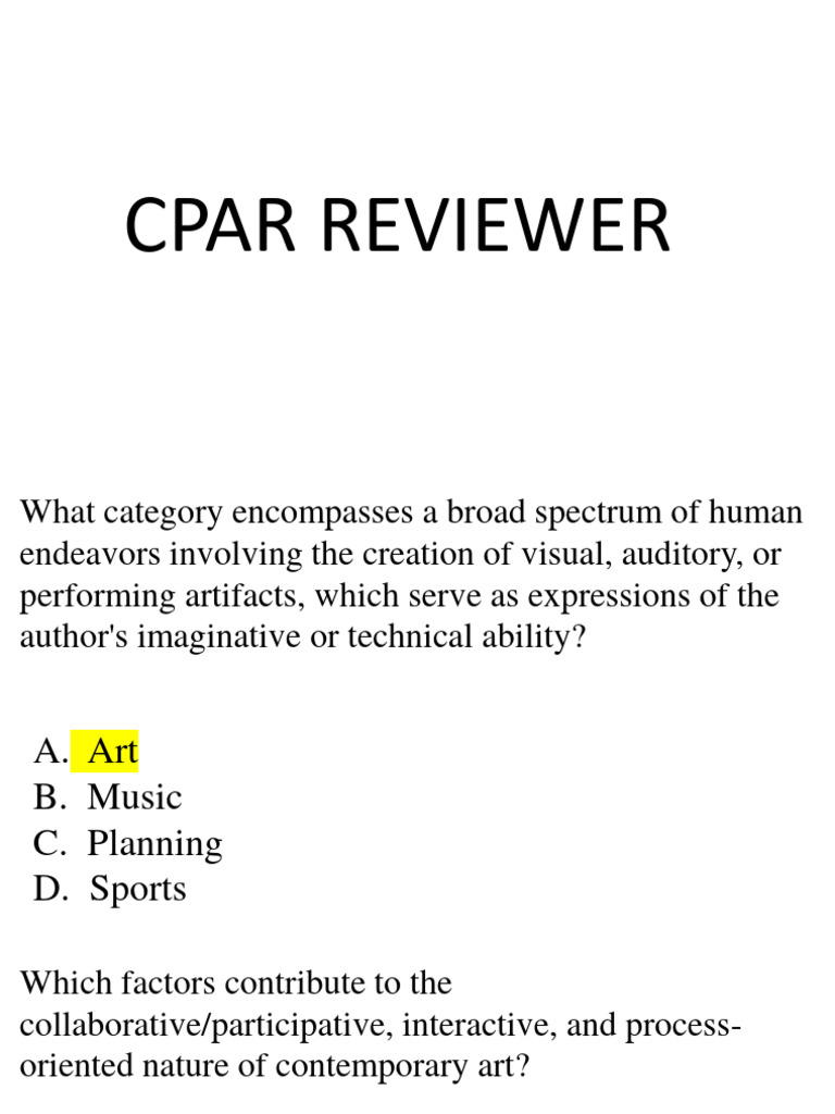 CPAR Reviewer PDF | PDF | Paintings | The Arts