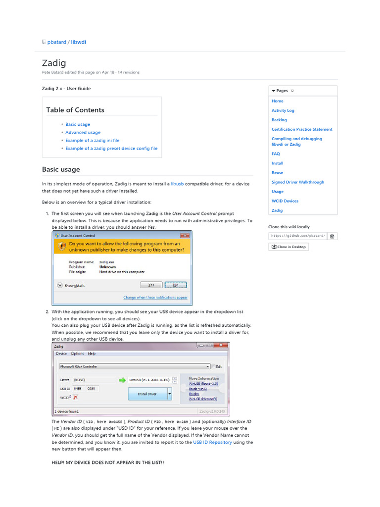 Zadig | PDF | Device Driver | Button (Computing)