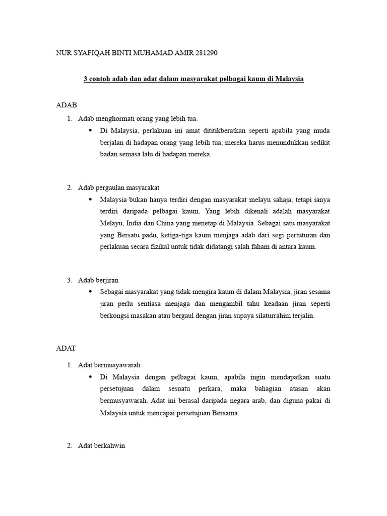 3 Contoh Adab Dan Adat Dalam Masyarakat Pelbagai Kaum Di Malaysia ...