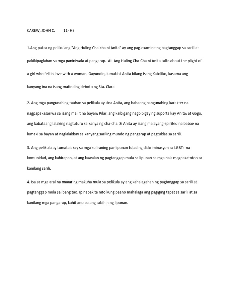 Ang Huling Chacha Ni Anita | PDF