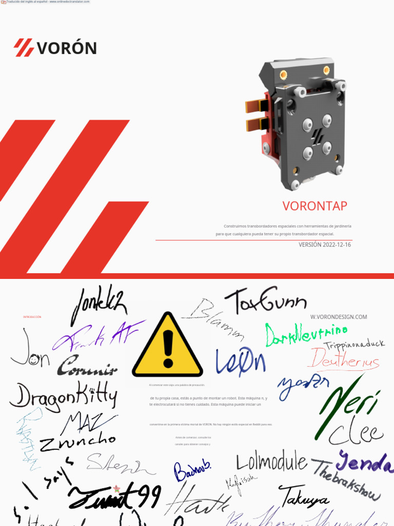 Manual de Voron Tap 2022 | PDF | Tornillo | Resistor