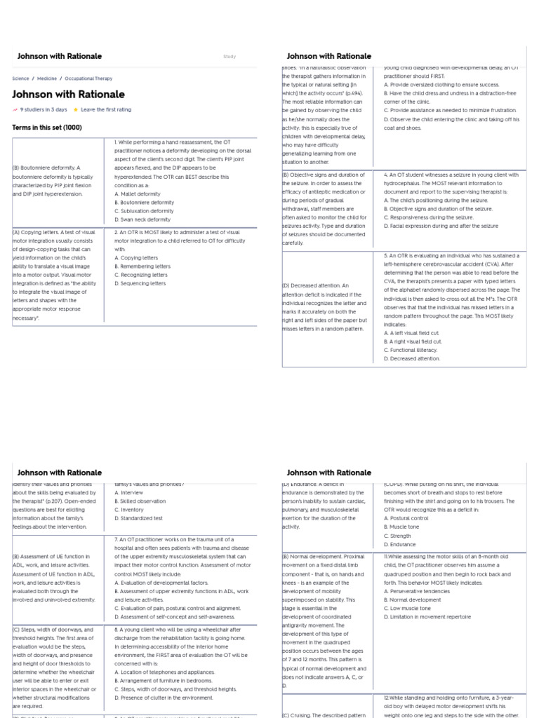 Johnson With Rationale | PDF | Thumb | Clinical Medicine