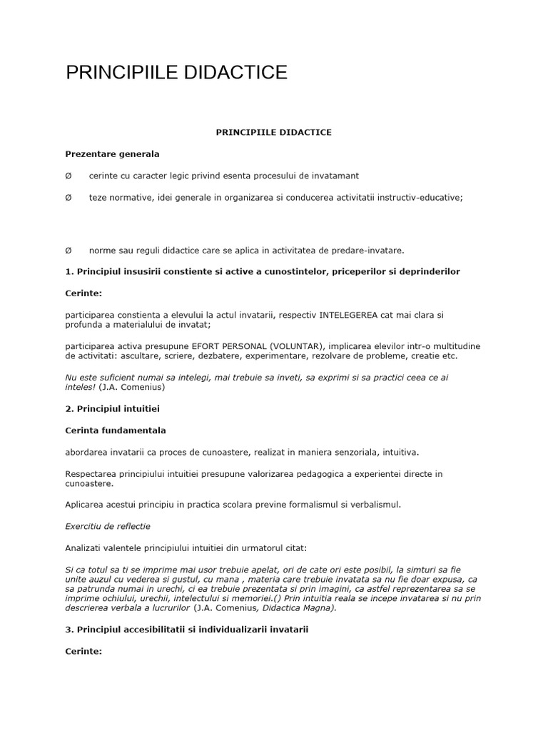 Principiile Didactice | PDF