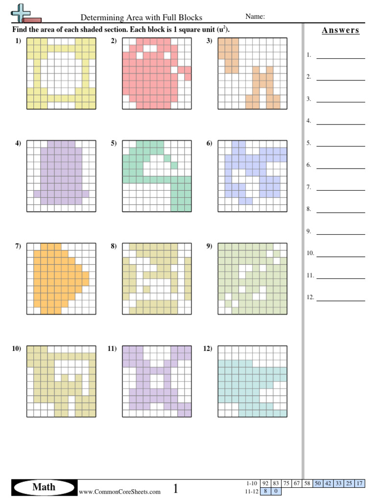Math Area Calculation Worksheet | PDF | Computers