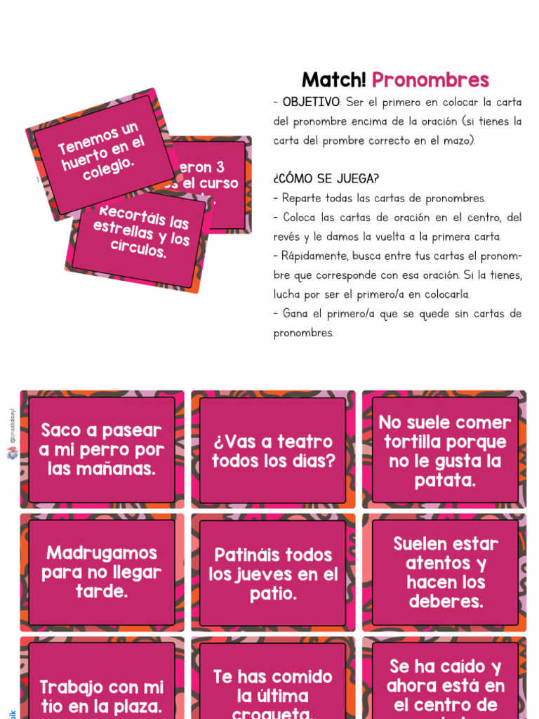 JUEGO DE PRONOMBRES | PDF