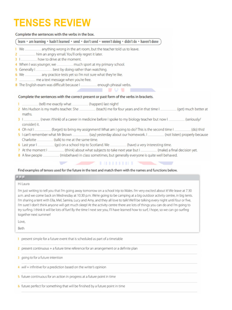 B2 Mixed Tenses Review Exercises | PDF